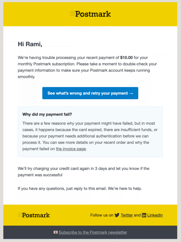 What is dunning? A guide to dunning emails & reducing churn | Postmark