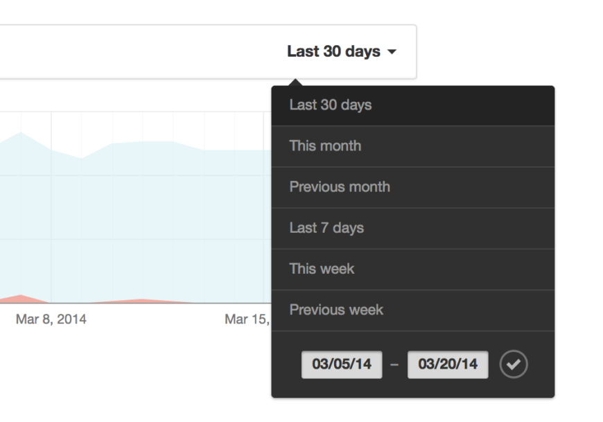 Improvements to date selector in statistics table | Postmark