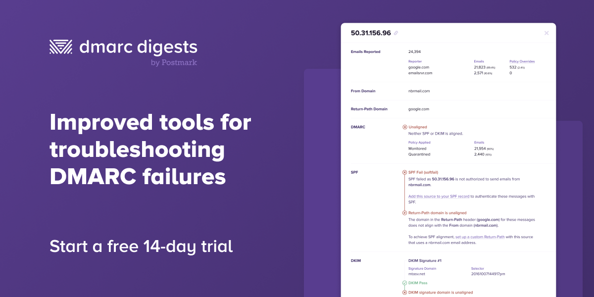 Improved tools for troubleshooting DMARC failures | Postmark
